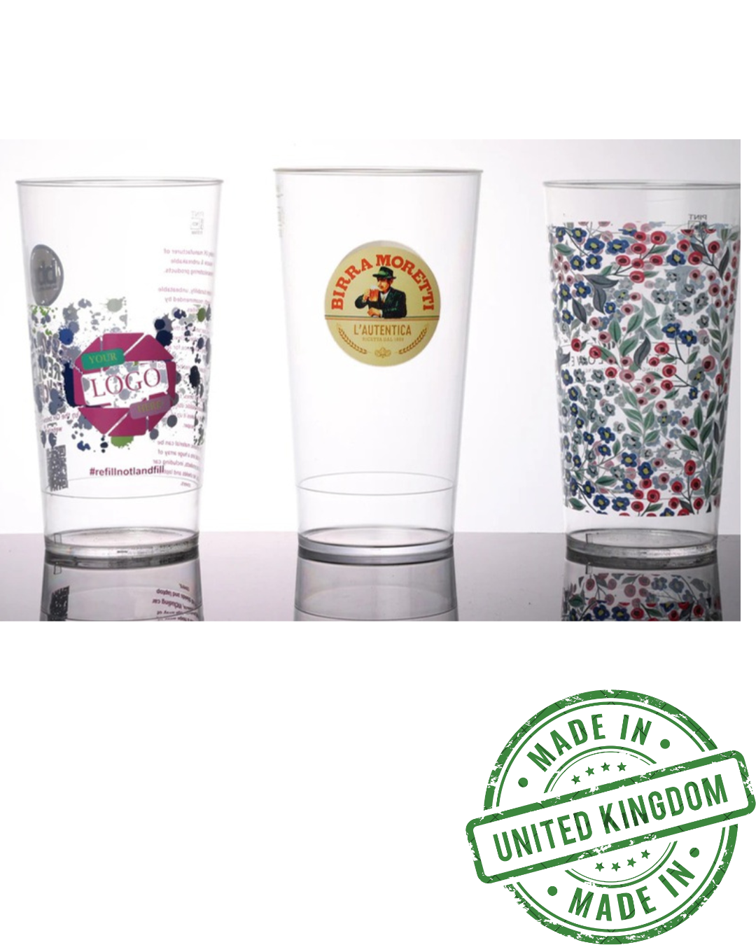 Full Colour Printed Reusable Plastic Stacking Festival Pint Cup 568ml ...