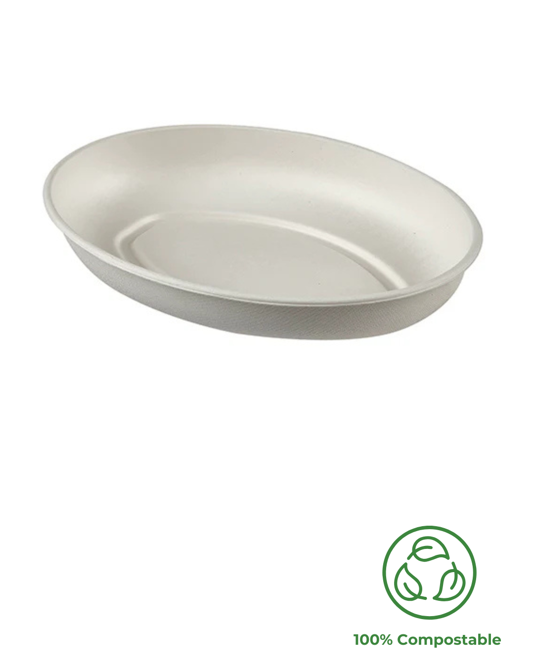 White Compostable Bagasse Oval Bowl 203mm — Dukes Valley