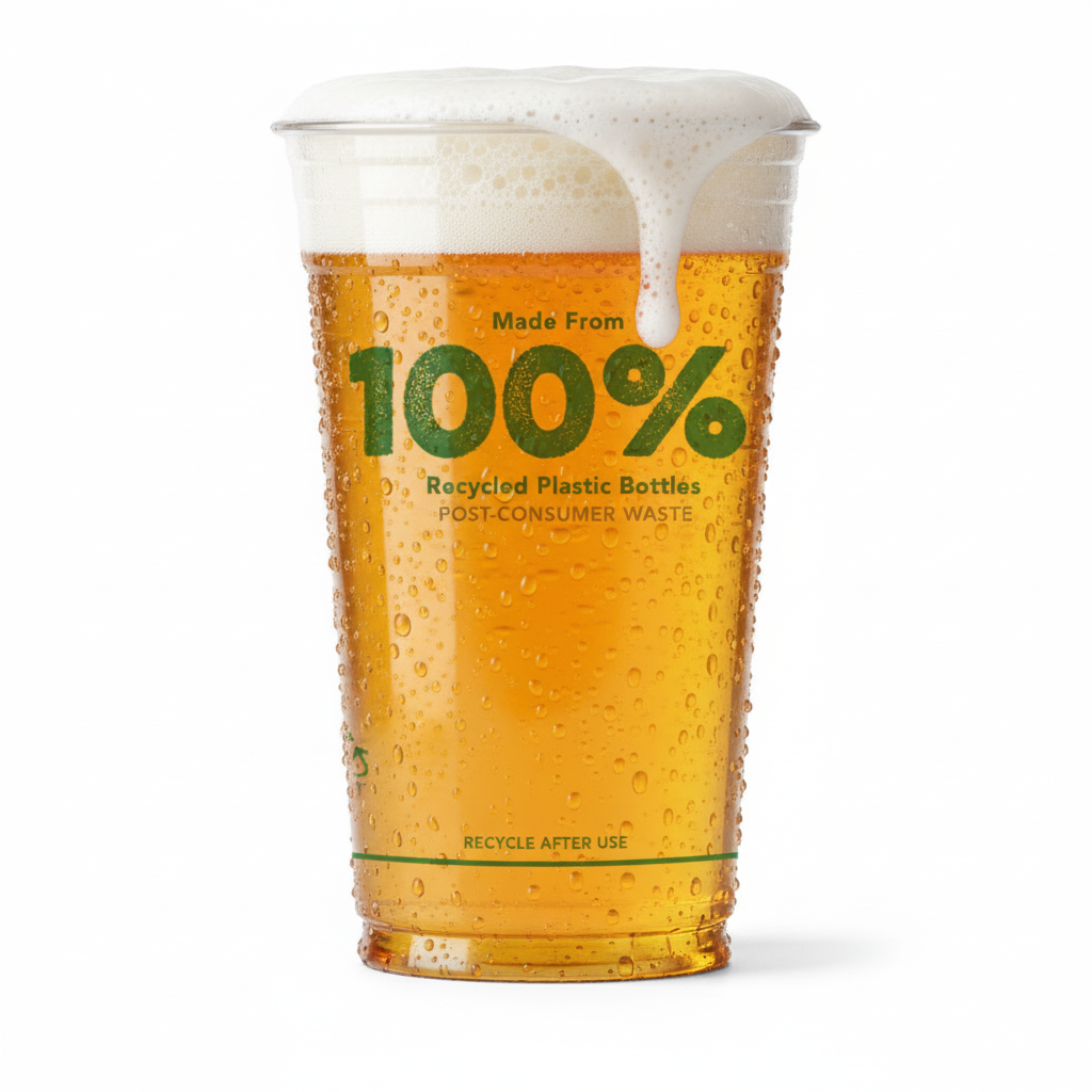 Clear 100% Recycled Plastic Pint Glass 568ml - RPET CE Stamped to Rim ...